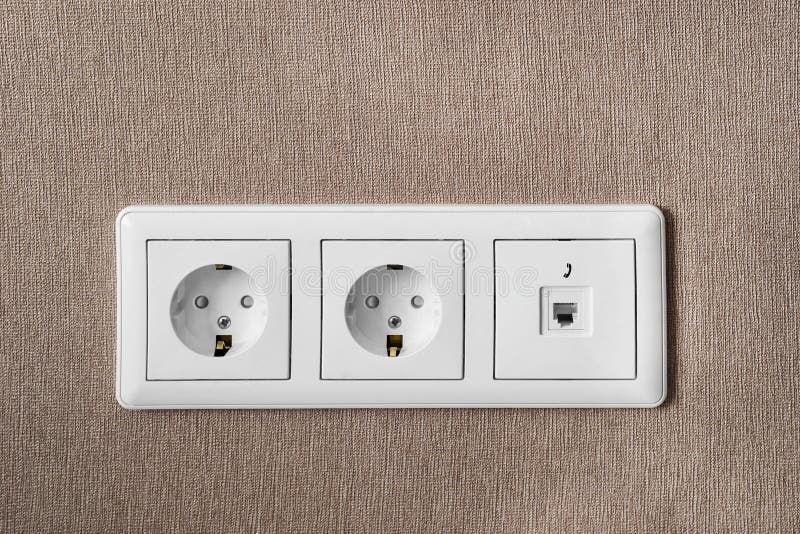 Power and phone socket stock image. Image of electricity - 70930689