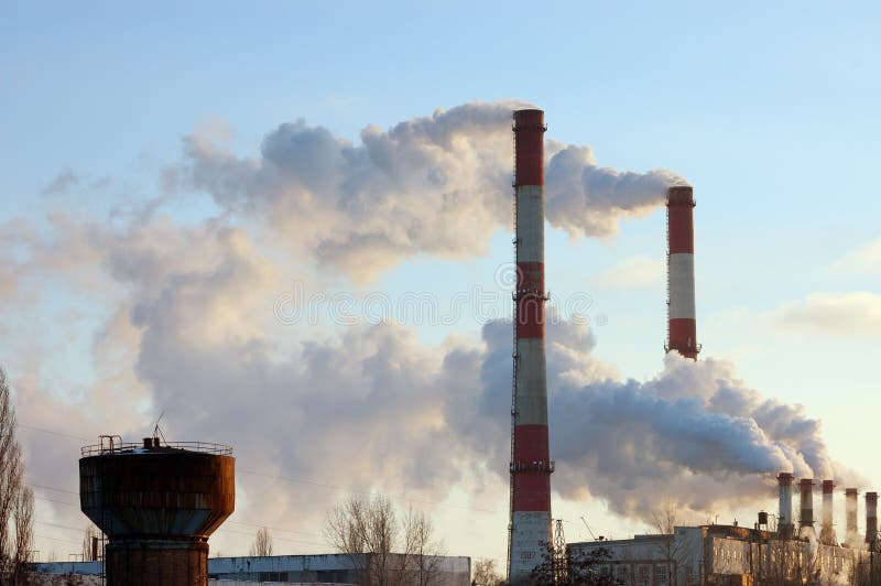 Industrial Factory Smoke Stack of Coal Power Plant from Chimney Up on ...