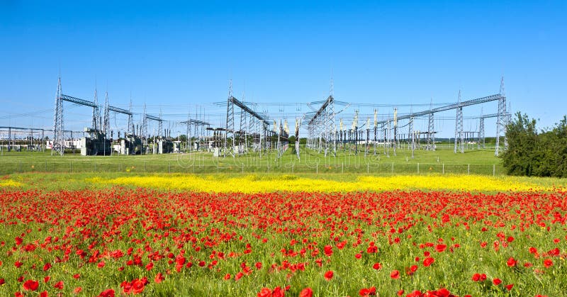Power Plant in Beautiful Flower Stock Image - Image of electricity ...
