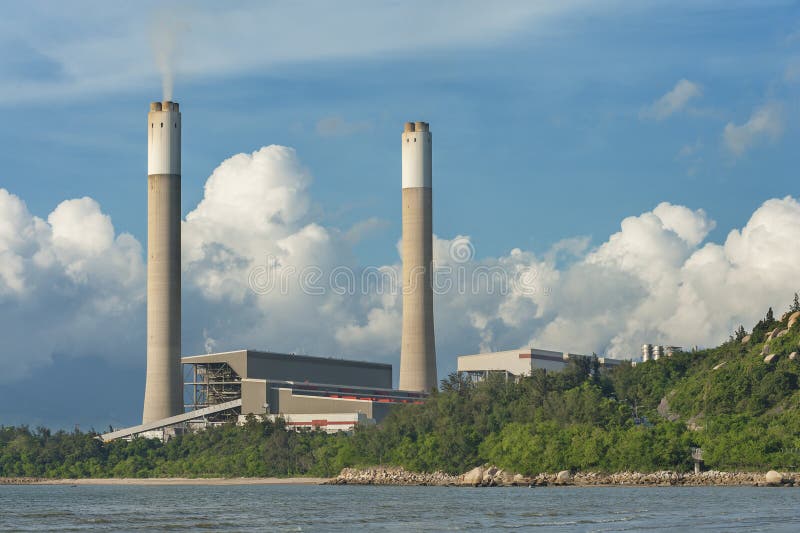 Chimney of power plant stock image. Image of chimney - 193078735