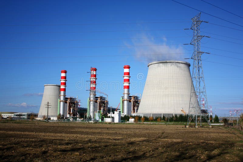 Power plant big chimney stock image. Image of chimney - 12877933
