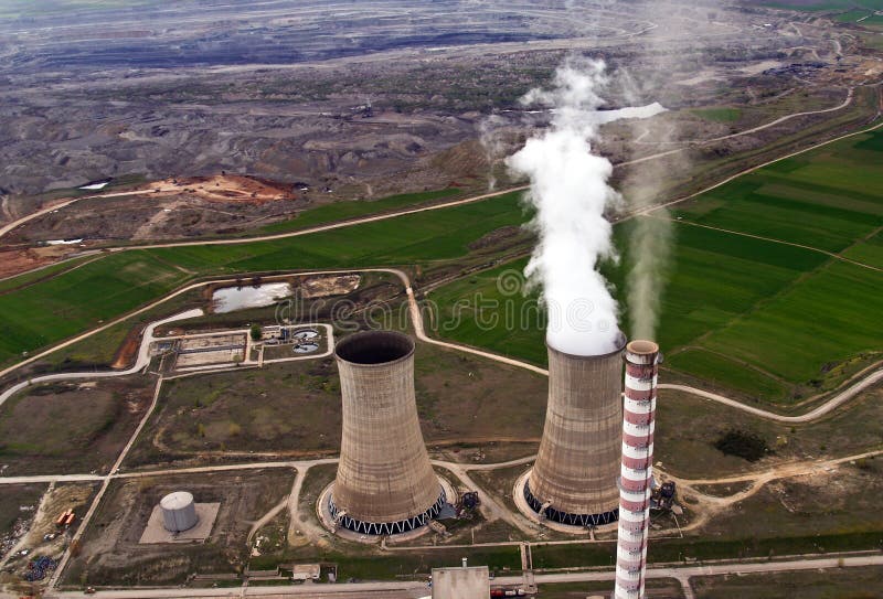 Power Plant & Coal Mine, Aerial Stock Image - Image of pipes, energy ...