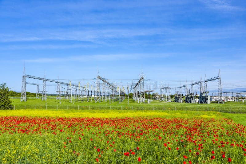 Power Plant and Distribution Station Stock Image - Image of germany ...
