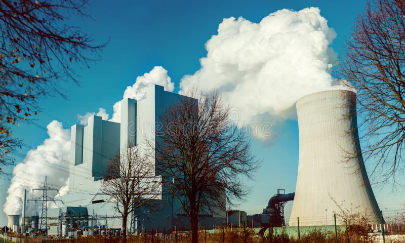 Power plant stock photo. Image of blue, landscape, dusk - 67856838