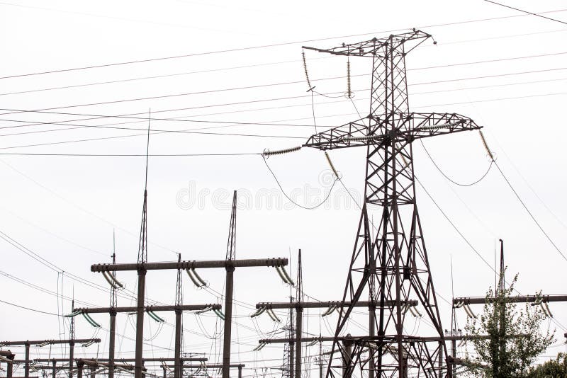 Power Plant. High Voltage Transmission and Distribution Station Stock ...