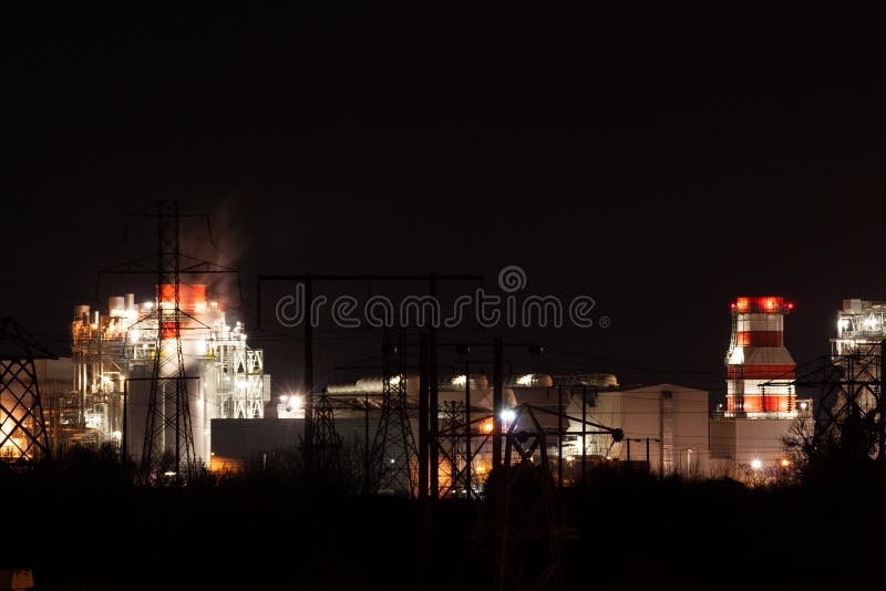 Power Plant Industrial at Night Dublin Ireland Stock Photo - Image of ...