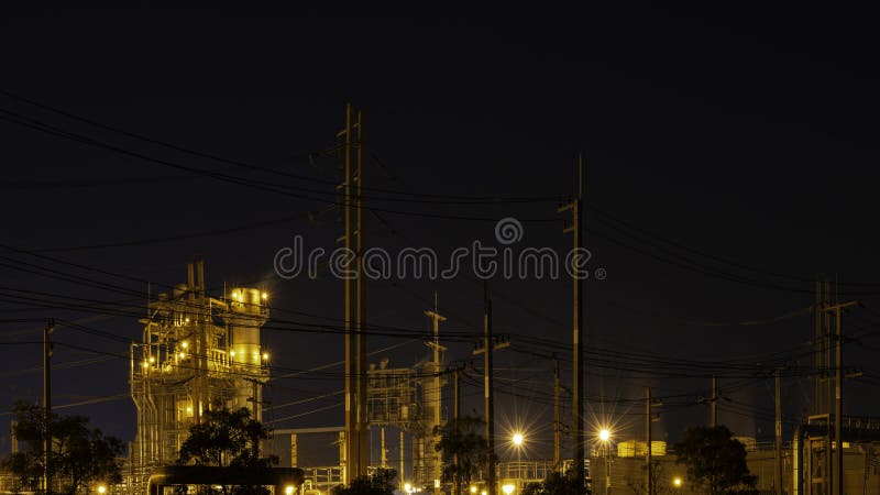 Power Plant Industrial in Night Time Stock Photo - Image of dusk, plant ...