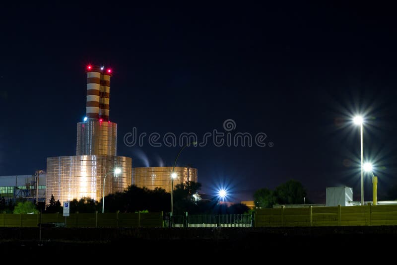 Power plant at night stock photo. Image of environmental - 21948362