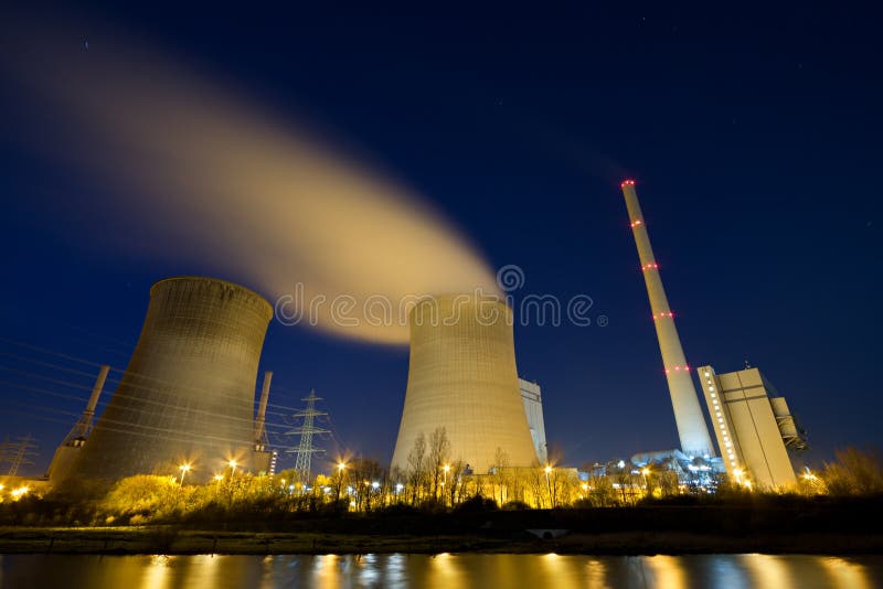 Power Plant at Night stock image. Image of industrial - 100877169