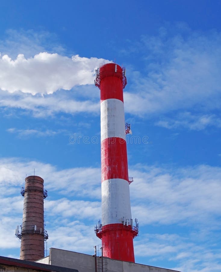 Power Plant Pipes with Cellular Aerials Stock Image - Image of coverage ...