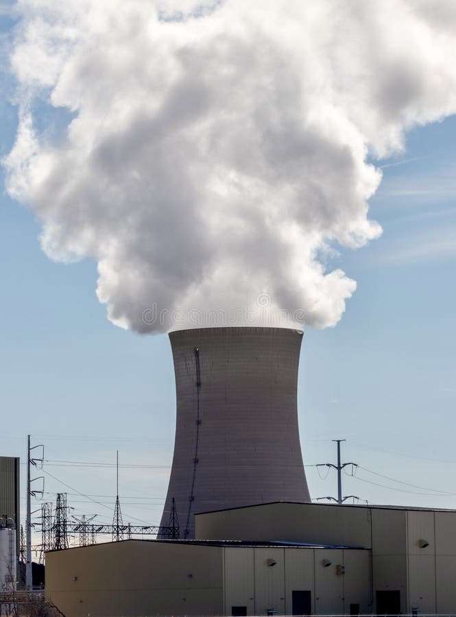 Power plant smoke stack stock image. Image of clouds - 240298241