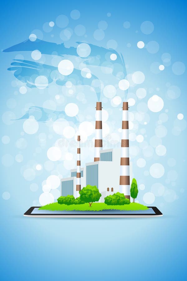 Power Plant on Tablet Computer Stock Vector - Illustration of green ...