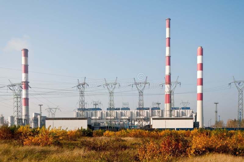 Power Plant and Transmission Power Lines Stock Image - Image of voltage ...