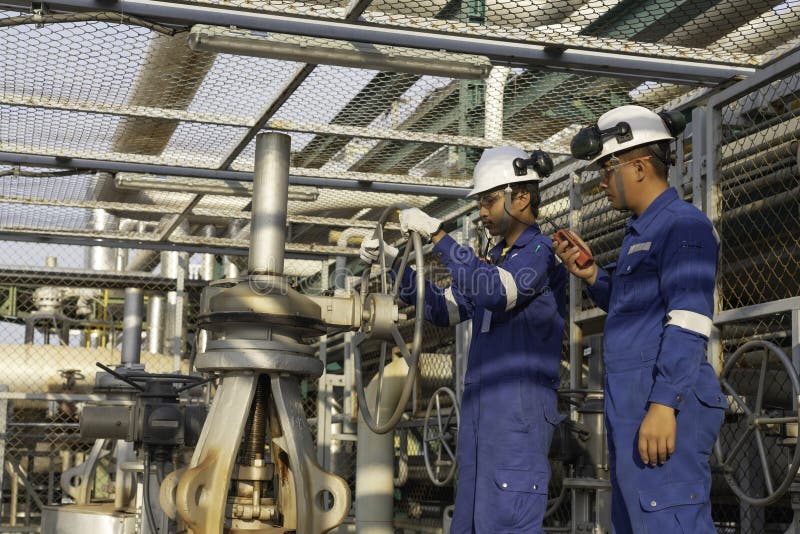 Two Operators Open Main Steam Valve. Stock Photo - Image of worker ...