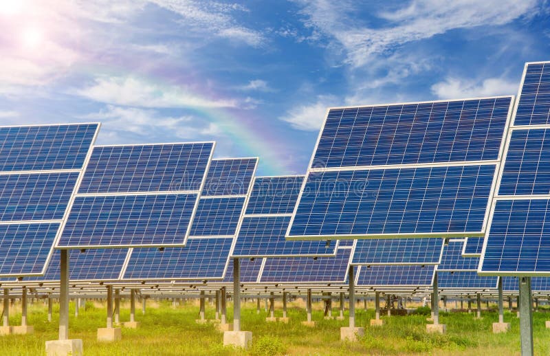 Power Plant Using Renewable Solar Energy with Blue Sky Stock Image ...