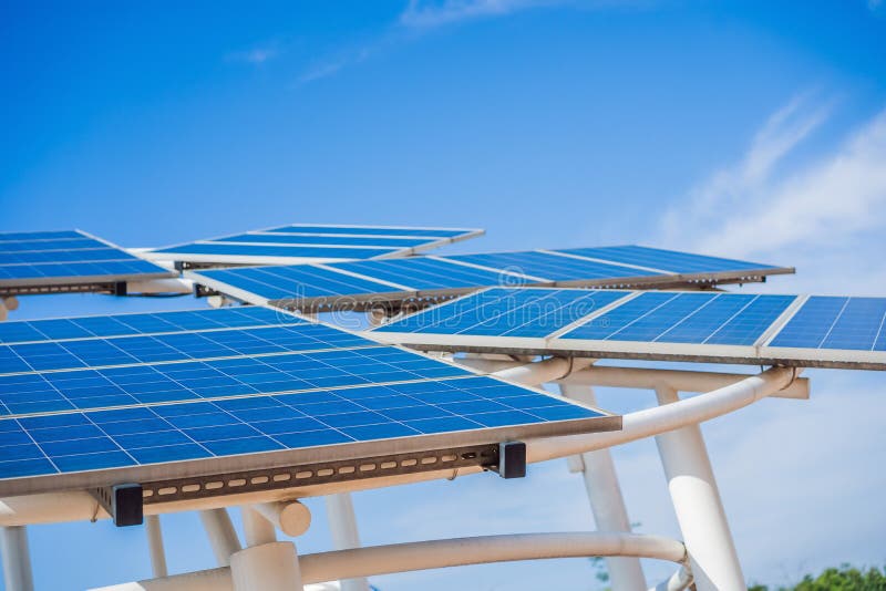 Power Plant Using Renewable Solar Energy with Sun Stock Image - Image ...