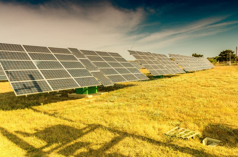 Power Plant Using Renewable Solar Energy with Sun Stock Image - Image ...
