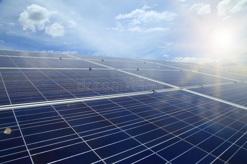 Power Plant Using Renewable Solar Energy with Sun Stock Photo - Image ...