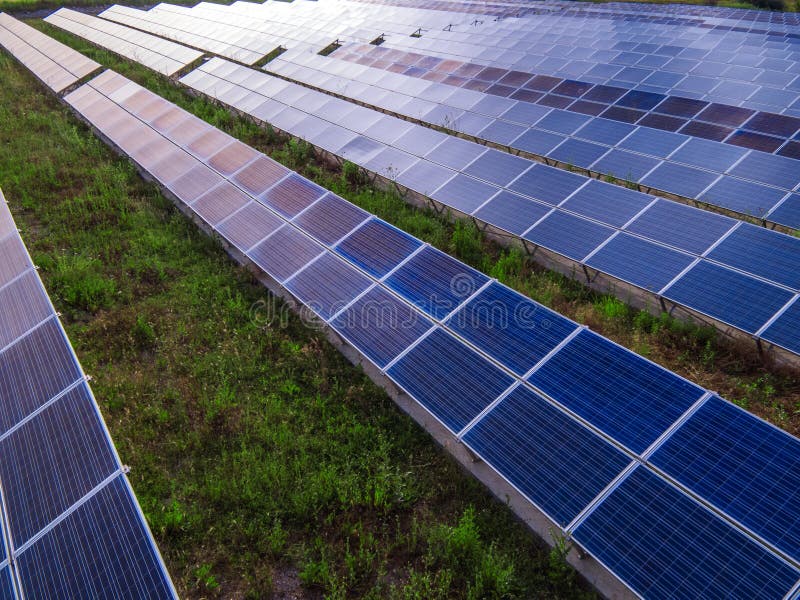 Power Plant Using Renewable Solar Energy with Sun Stock Photo - Image ...