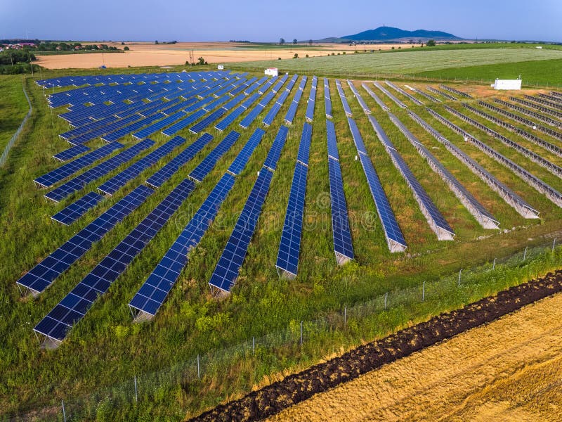 Power Plant Using Renewable Solar Energy with Sun Stock Photo - Image ...
