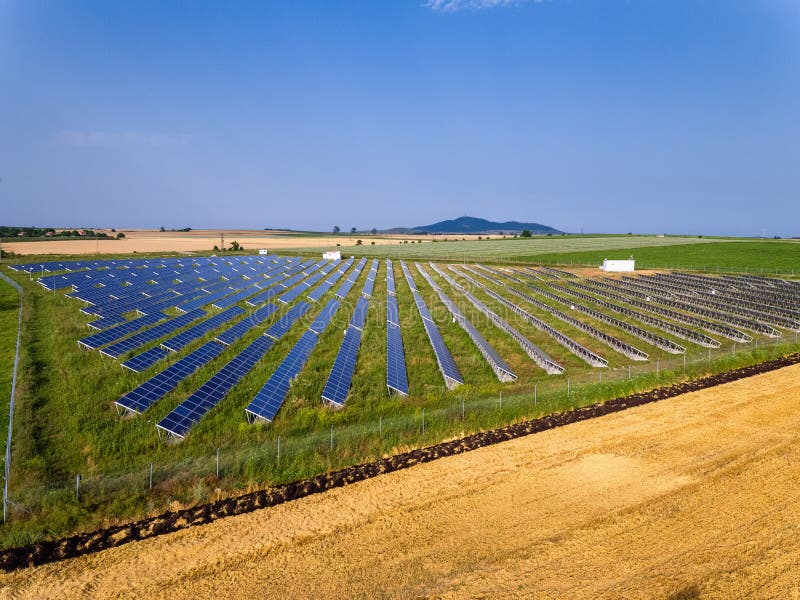 Power Plant Using Renewable Solar Energy with Sun Stock Image - Image ...