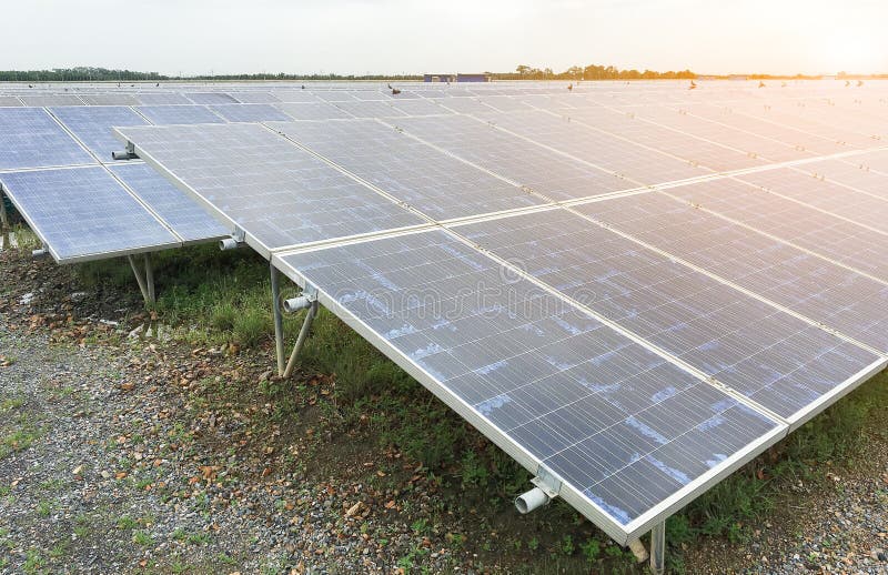 Power Plant Using Renewable Solar Energy with Sun Stock Image - Image ...