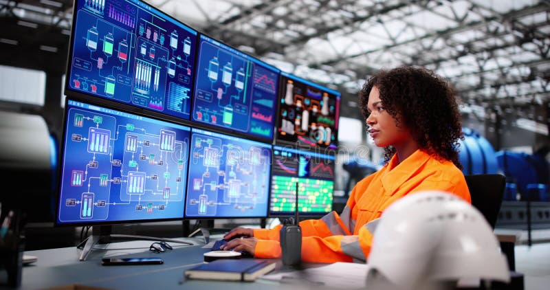 Power Plant Worker Using Scada System Stock Image - Image of pipes ...