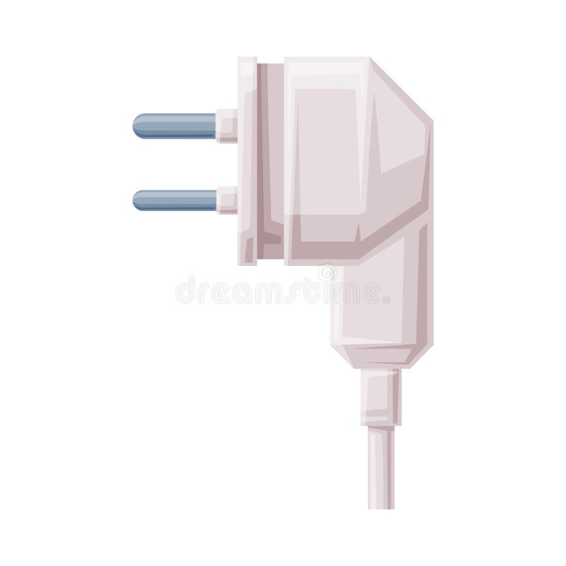 Power Plug As Movable Connector with Cable and Protruding Pins Vector ...