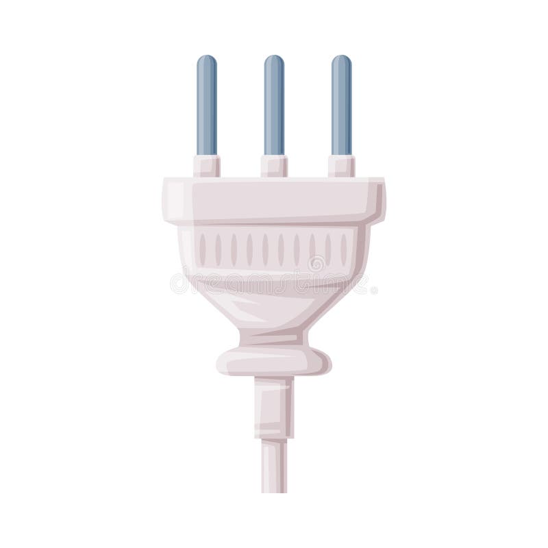 Power Plug As Movable Connector with Cable and Protruding Pins Vector ...