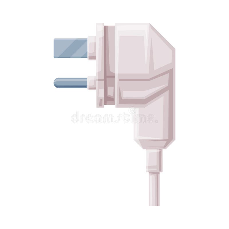 Power Plug As Movable Connector with Cable and Protruding Pins Vector ...
