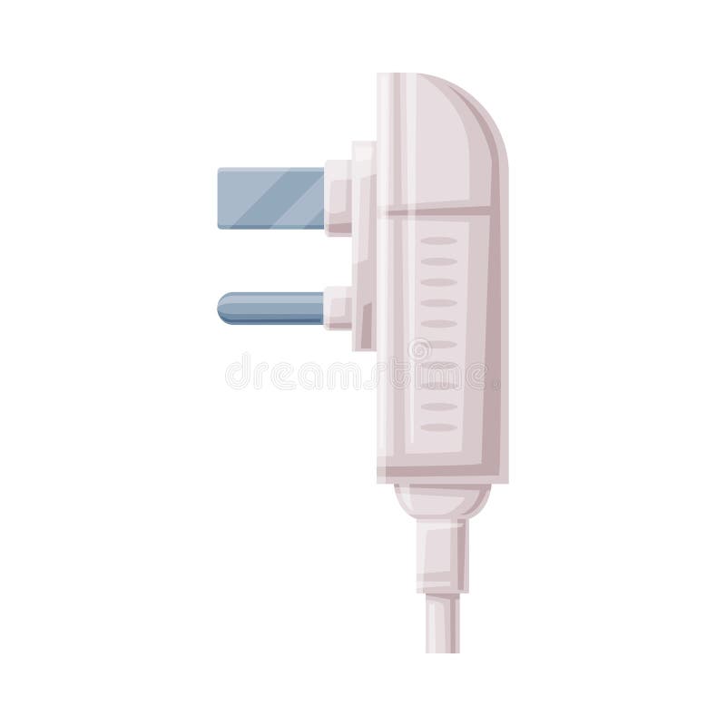 Power Plug As Movable Connector with Cable and Protruding Pins Vector ...