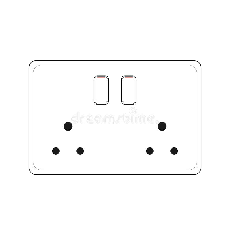 Power Plug Double Socket Outlet Type K with Switch Stock Vector ...