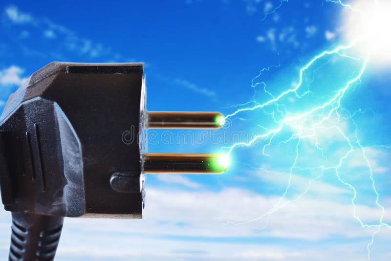 Power Plug with Green Flashes from the Sun Stock Photo - Image of ...