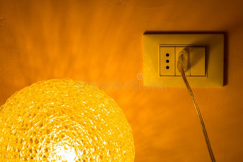 Power Plug by a Lighted Lamp Stock Image - Image of house, copy: 132181761
