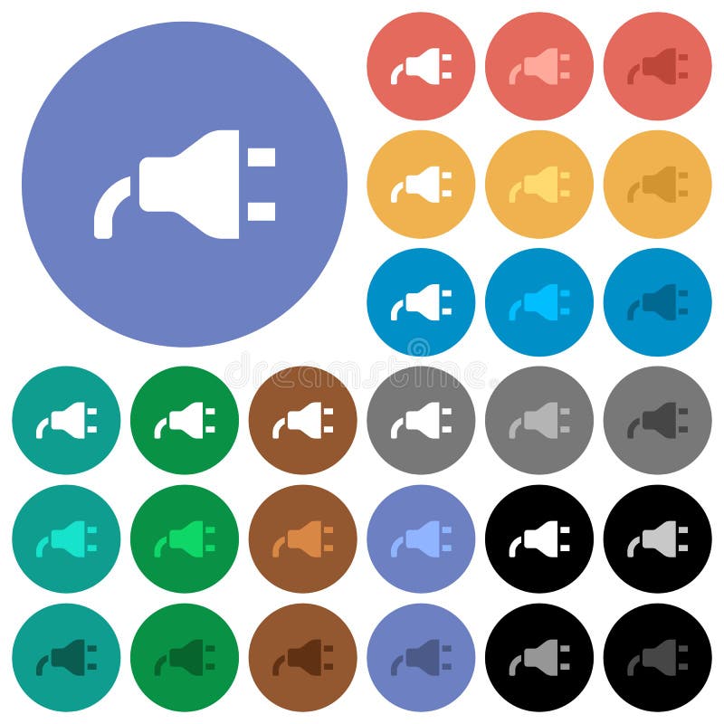 Power Plug Round Flat Multi Colored Icons Stock Vector - Illustration of consumption, cord ...