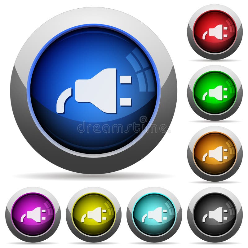 Power Plug Round Glossy Buttons Stock Illustration - Illustration of ...