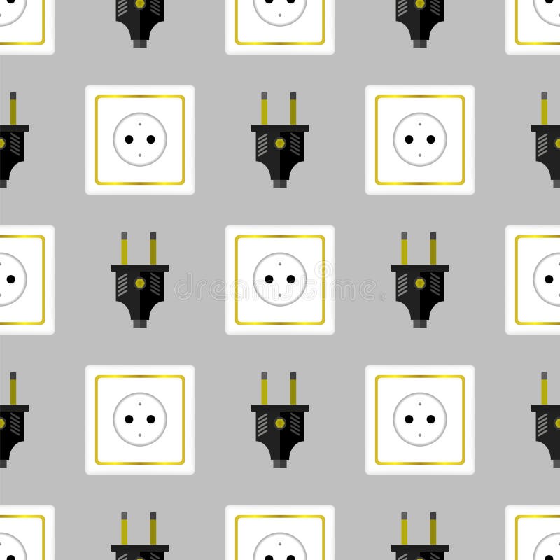 Power Plug Seamless Pattern Stock Vector - Illustration of electronic ...