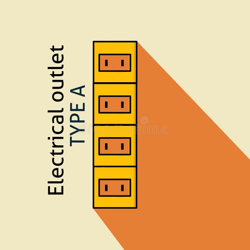 Type a Power Plug and Socket, Flat Design, Simple. Electrical Plugs and ...