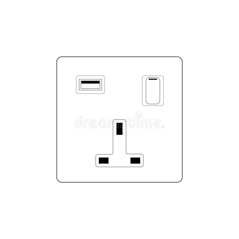 Power Plug Socket Outlet Type G with Usb with Switch Stock Vector ...