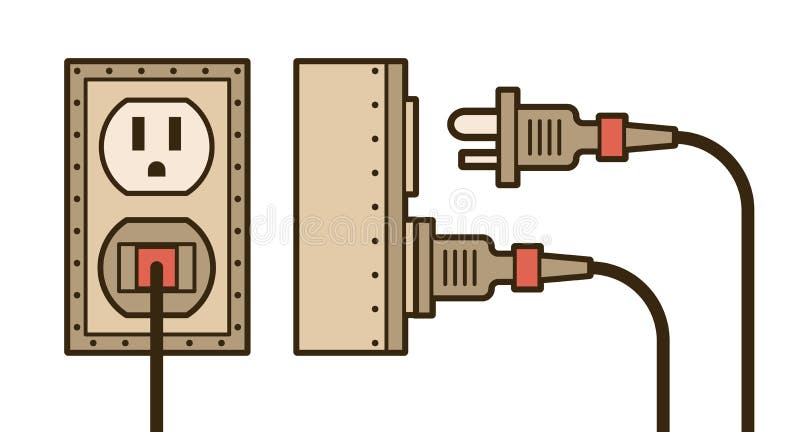 Power Plug into Socket - Turn on and Off. Stock Vector - Illustration ...