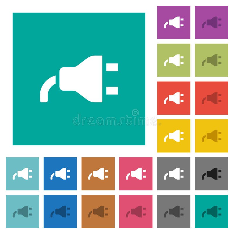 Power Plug Square Flat Multi Colored Icons Stock Vector - Illustration ...