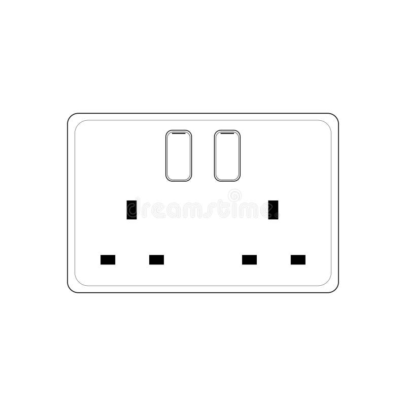 Power Plug Two Socket Outlet Type G with Switch Stock Vector ...