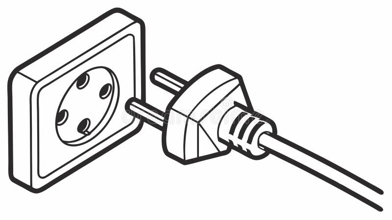 Power Plug in Wall Socket, Electrical Connection, Vector Design ...