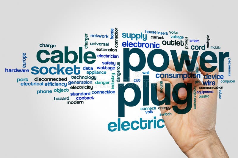Power plug word cloud stock photo. Image of electronic - 88649604