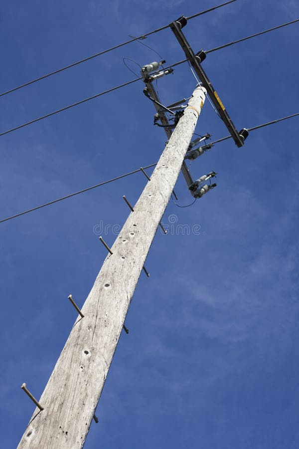 Old Telephone Pole with Rungs for Climbing Stock Photo - Image of power ...