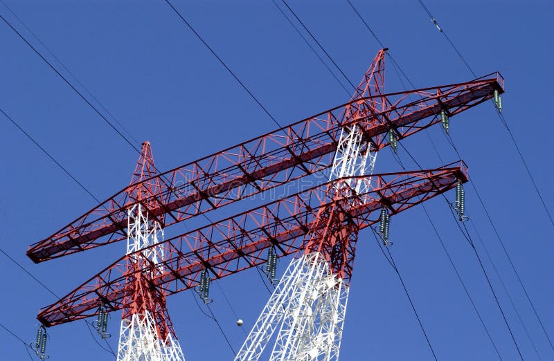 Power pole stock image. Image of high, danger, blue, horizontal - 5087821