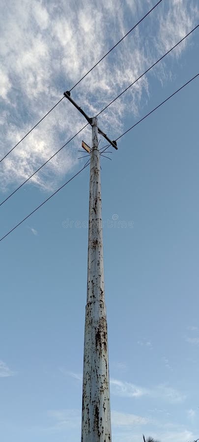 Power Pole ,blue Sky, Windy Cloud Stock Photo - Image of cloud, wing ...