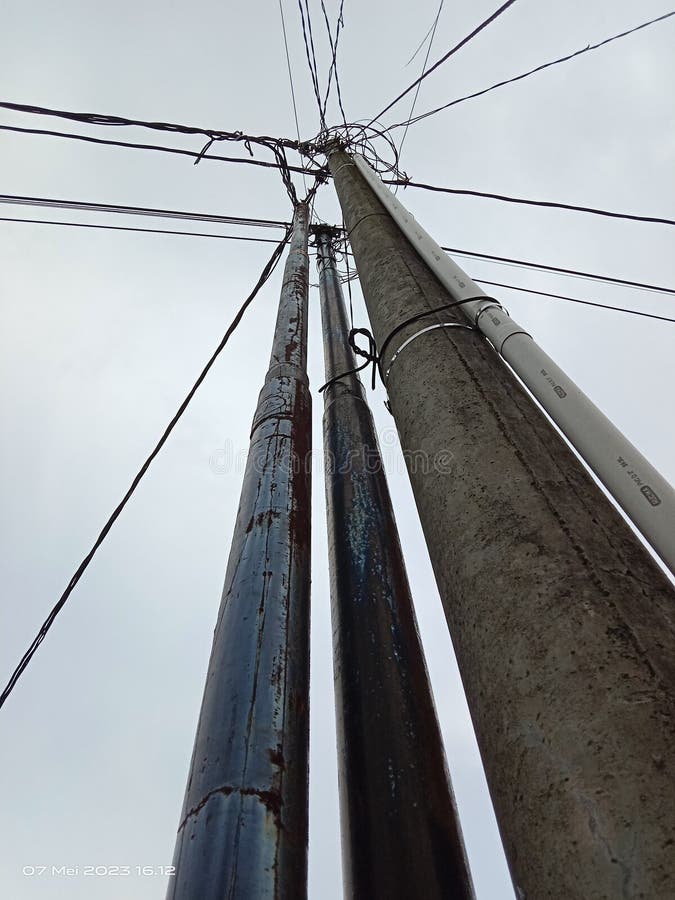 Power pole and power cable editorial stock image. Image of cable ...