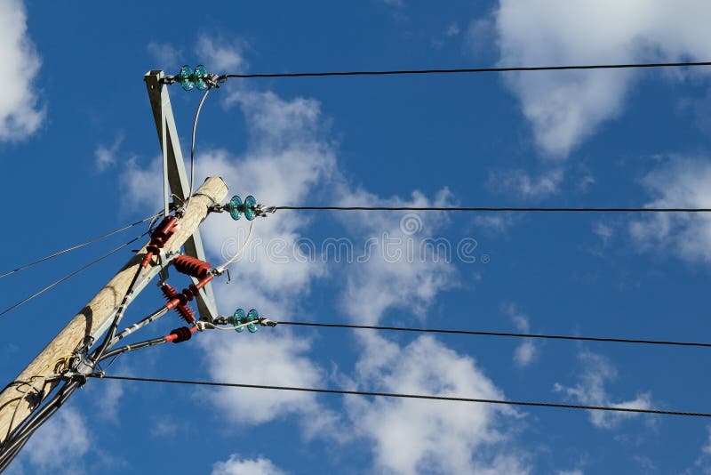 Power pole and cables stock photo. Image of line, cabel - 24998804