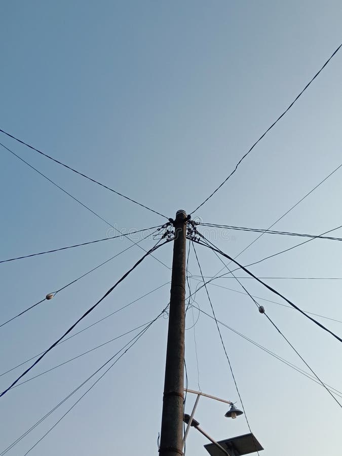 Power pole with cables stock photo. Image of pole, conduct - 279072690